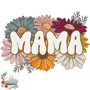 Boho Mama Bouquet PNG | Retro Mom Sublimation DTF DTG | Hippie Floral ...