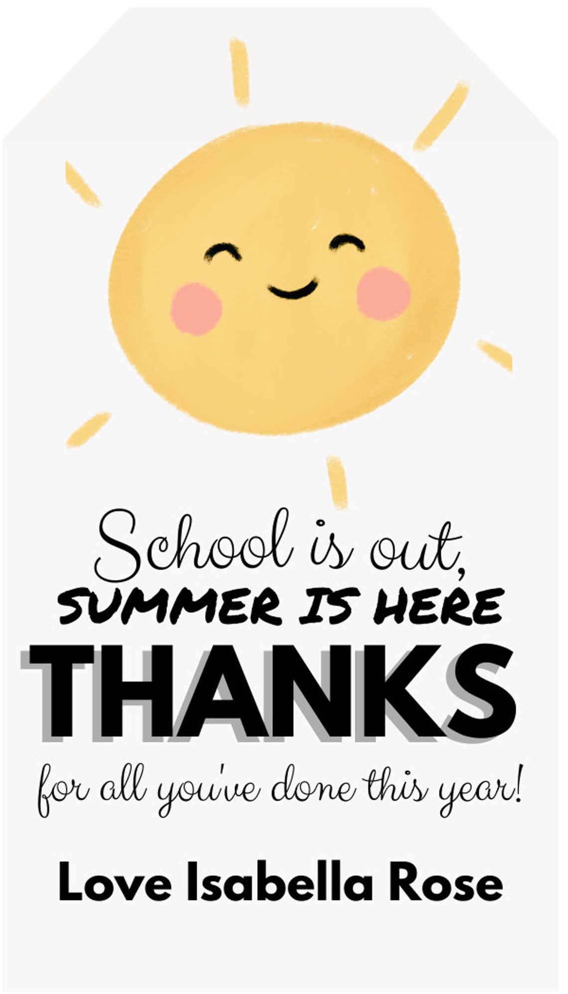 Summer Teacher Appreciation Gift Tag Template, Editable Sunshine Thank ...