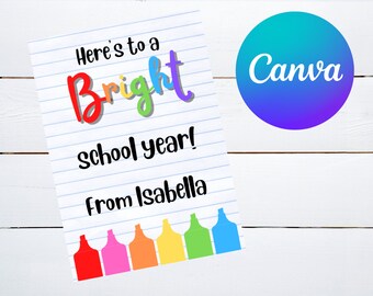 EDITABLE Back to School - Our Teacher - Gift Tag, Bright School Year ...