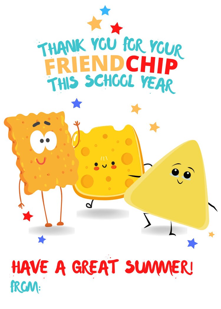 Last Day of School Printable Tag Classroom Treat Tag Friend Chip Bag ...