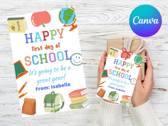 Happy First Day of School Tag Back to School Tag School Gift - Etsy