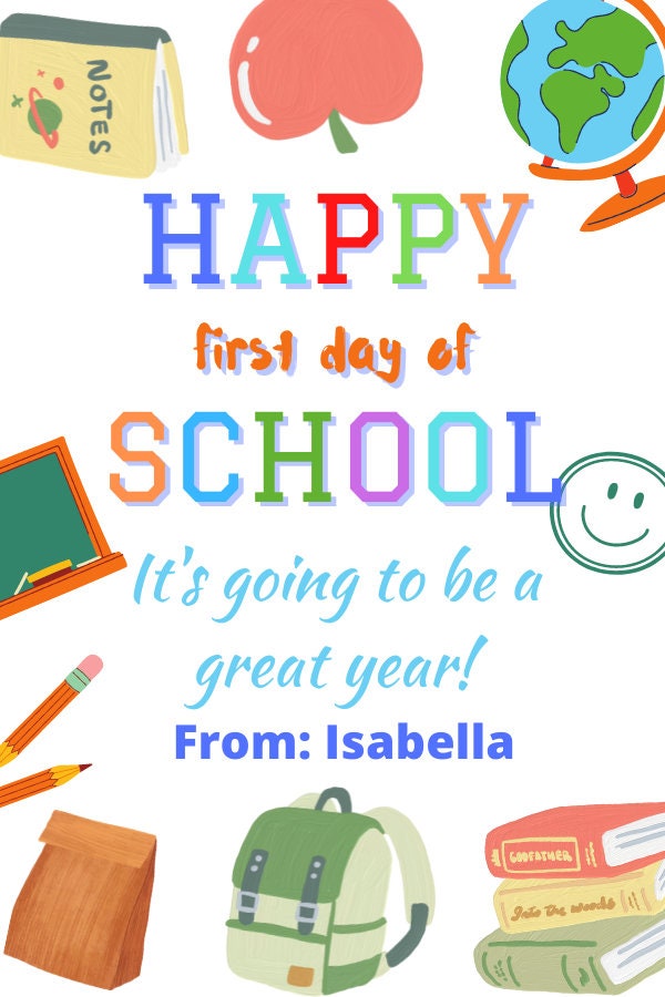 Happy First Day of School Tag Back to School Tag School Gift Tag Kids ...