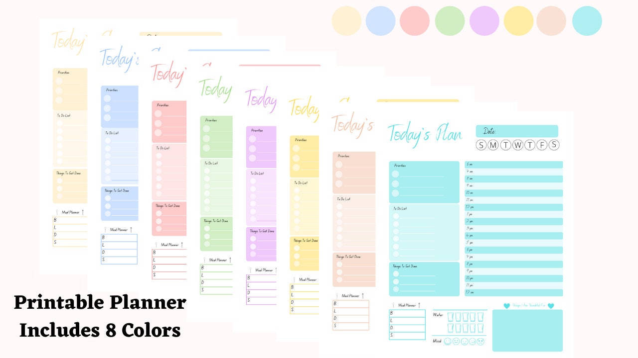 Printable Daily Planner | PDF Printable | Daily Hourly Planner | Letter ...