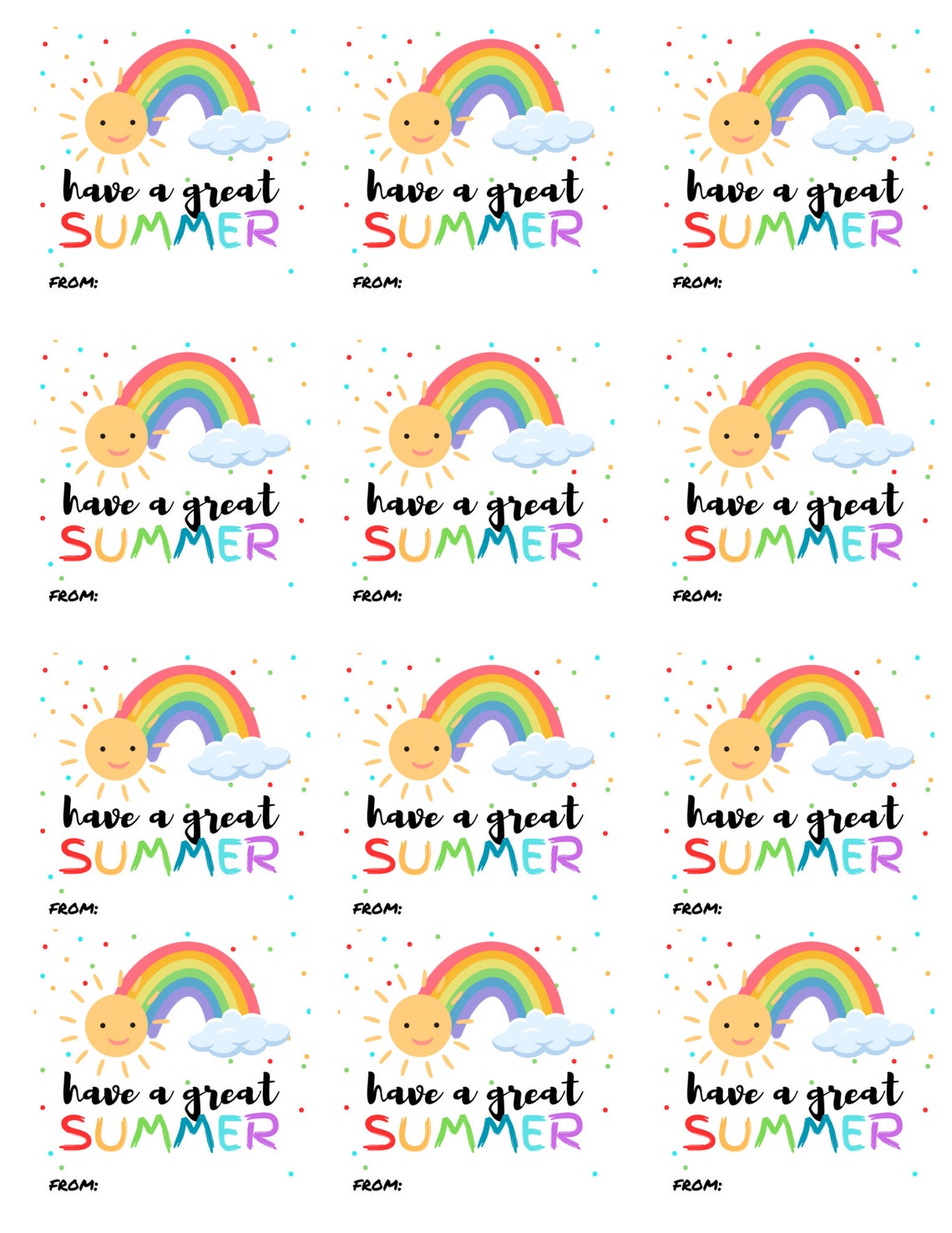 Have a Great SUMMER GIFT TAGS, Printable Teacher Appreciation Cookie ...