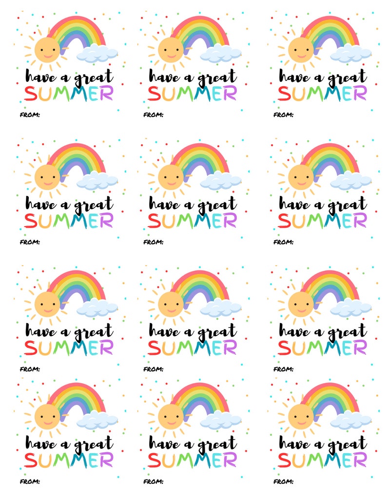 Have a Great SUMMER GIFT TAGS, Printable Teacher Appreciation Cookie ...