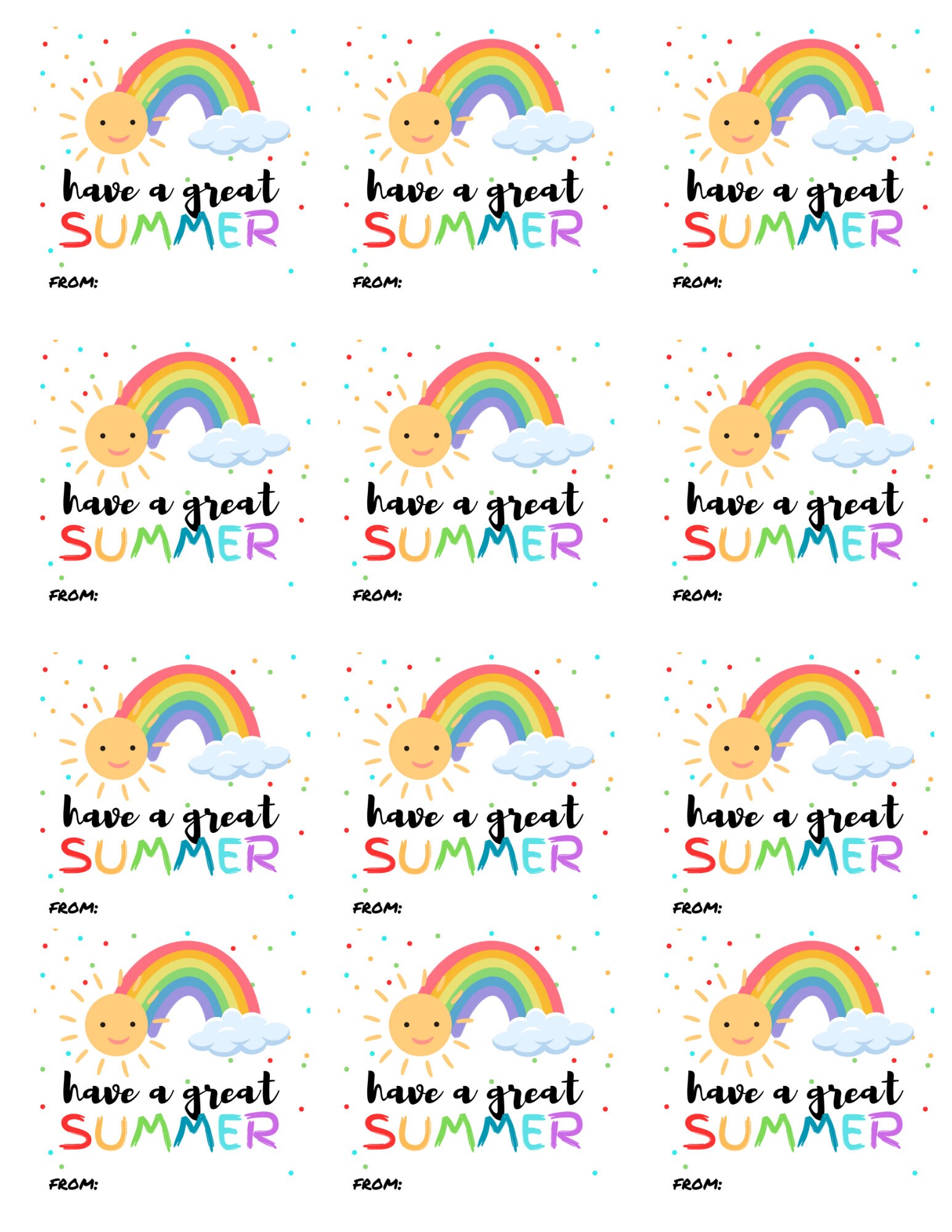 Have a Great SUMMER GIFT TAGS, Printable Teacher Appreciation Cookie ...