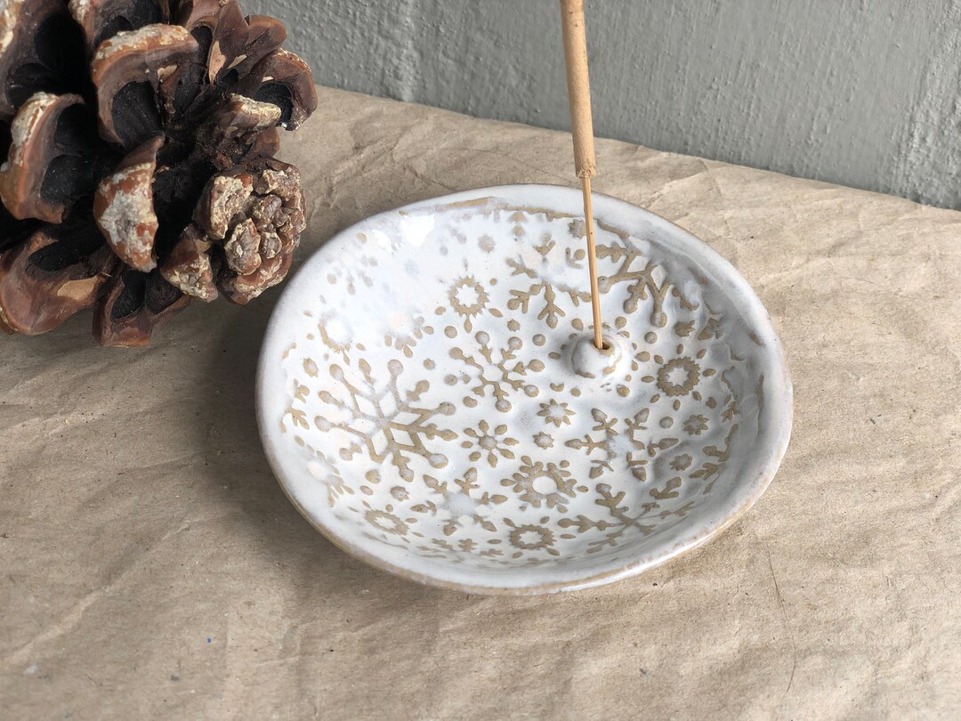 Winter Snow Christmas Incense Holder, Ceramic Oval Incense Burner Tray ...