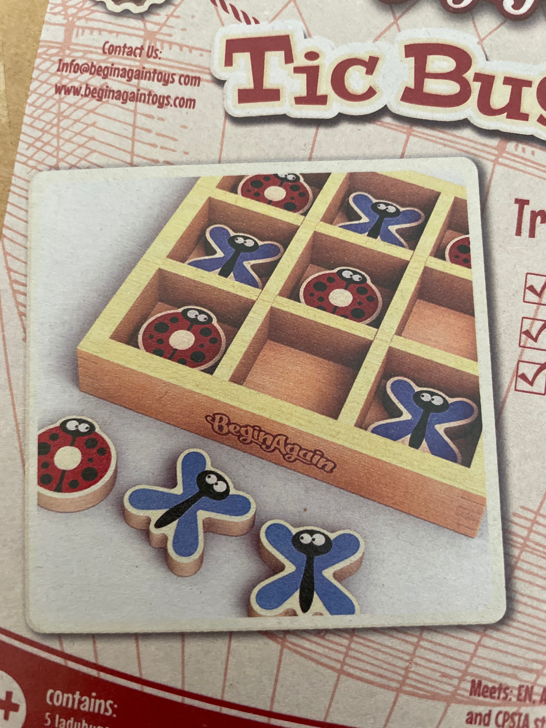 All Wood Tic Bug Toe Board Game, so Much Fun, Its a Minute to Learn, a ...