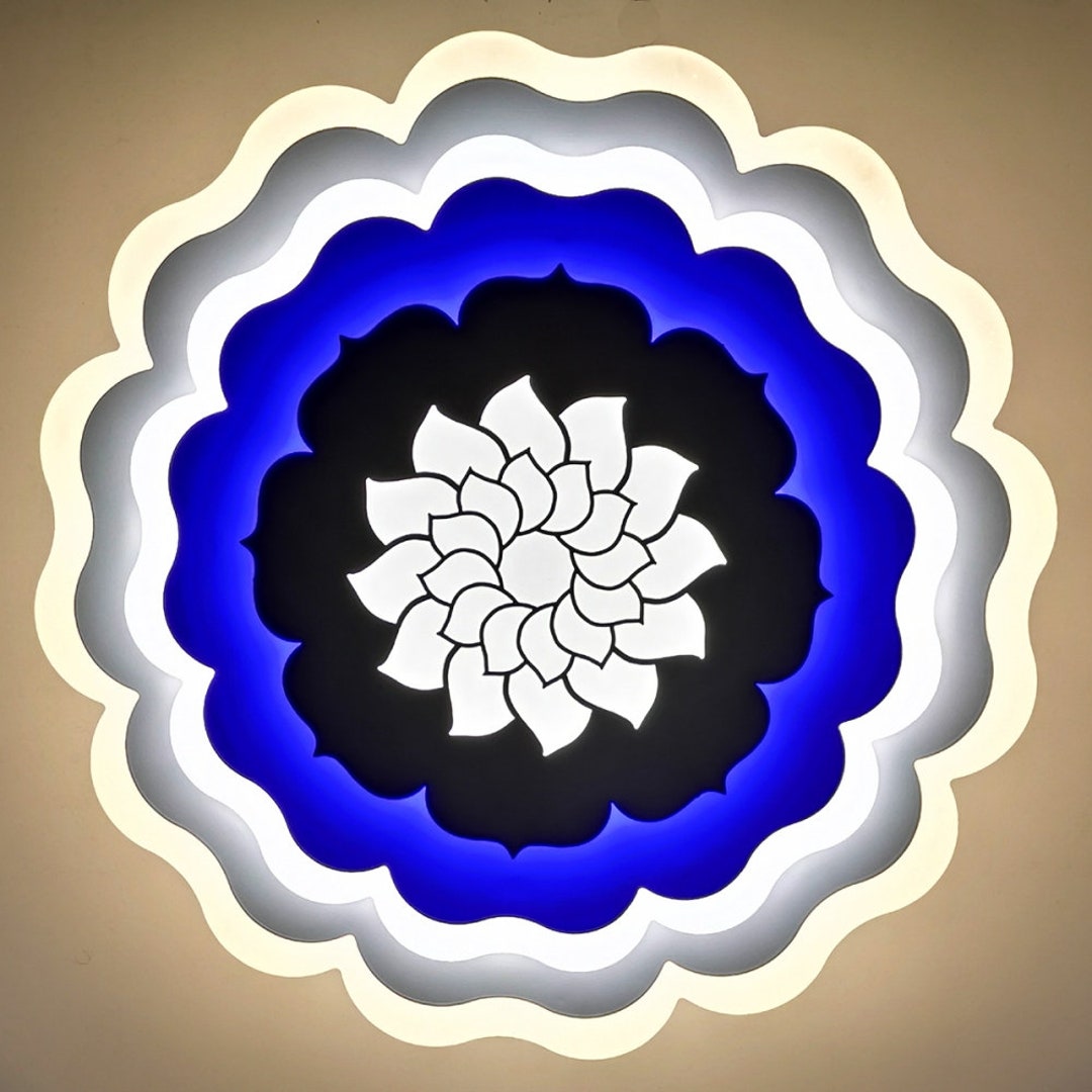 Round Flush LED Ceiling Light Chandelier 3 Colours in One - Etsy