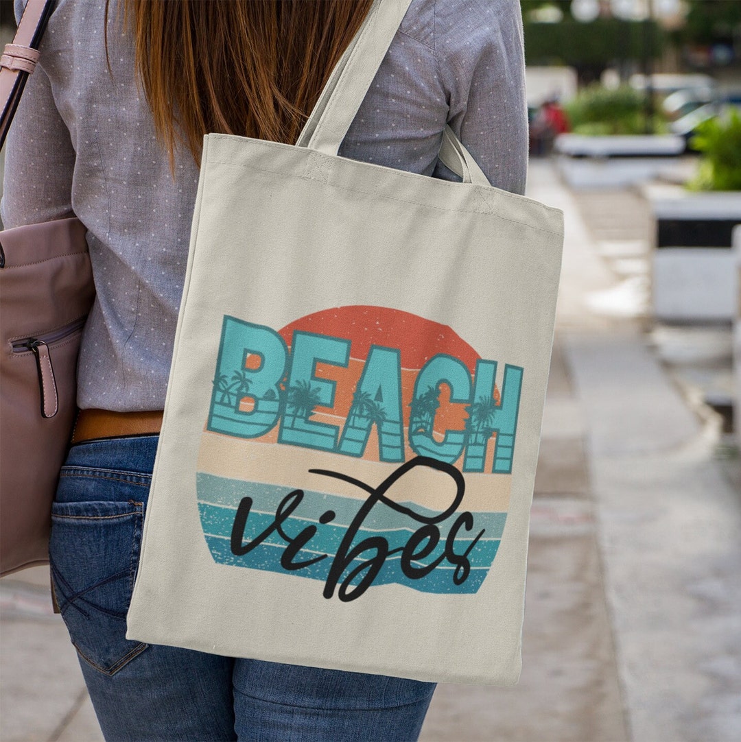 Beach Vacation Canvas Tote Bag, Beach Vibes Tote, Summertime Fun Bag ...