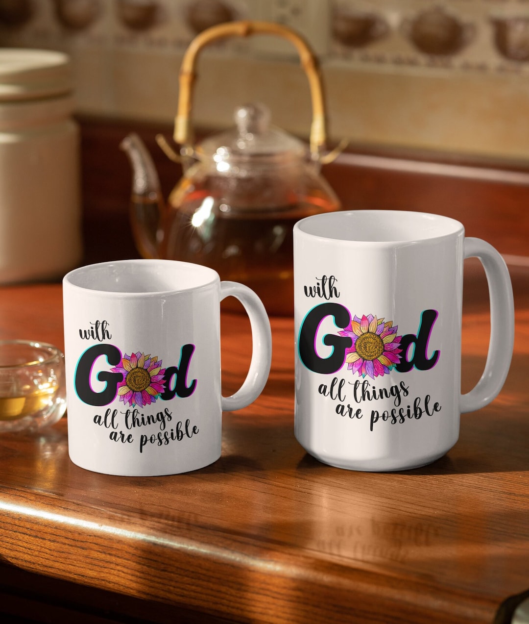 Inspirational Gift Coffee Mug, With God All Things Are Possible Gift ...
