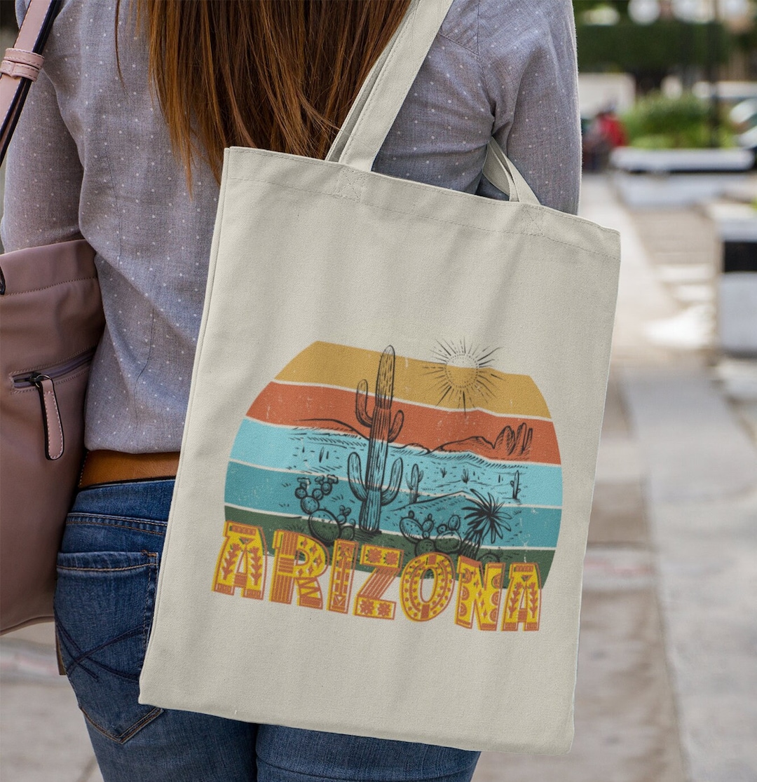 Vintage Arizona Tote Bag, Arizona Gift Bag, Cactus Tote Gift, Arizona ...
