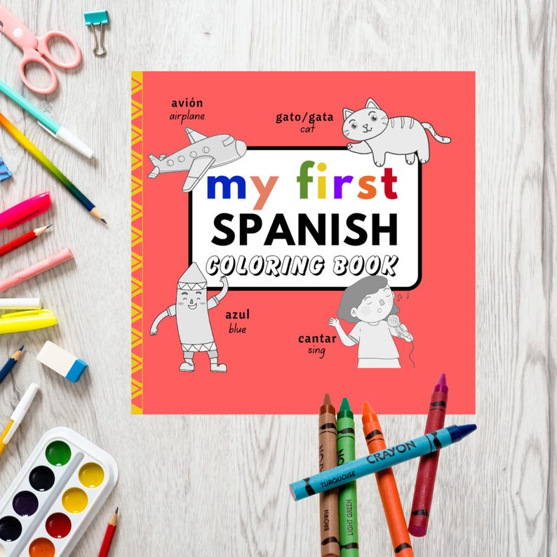 My First Spanish Coloring Book - Etsy