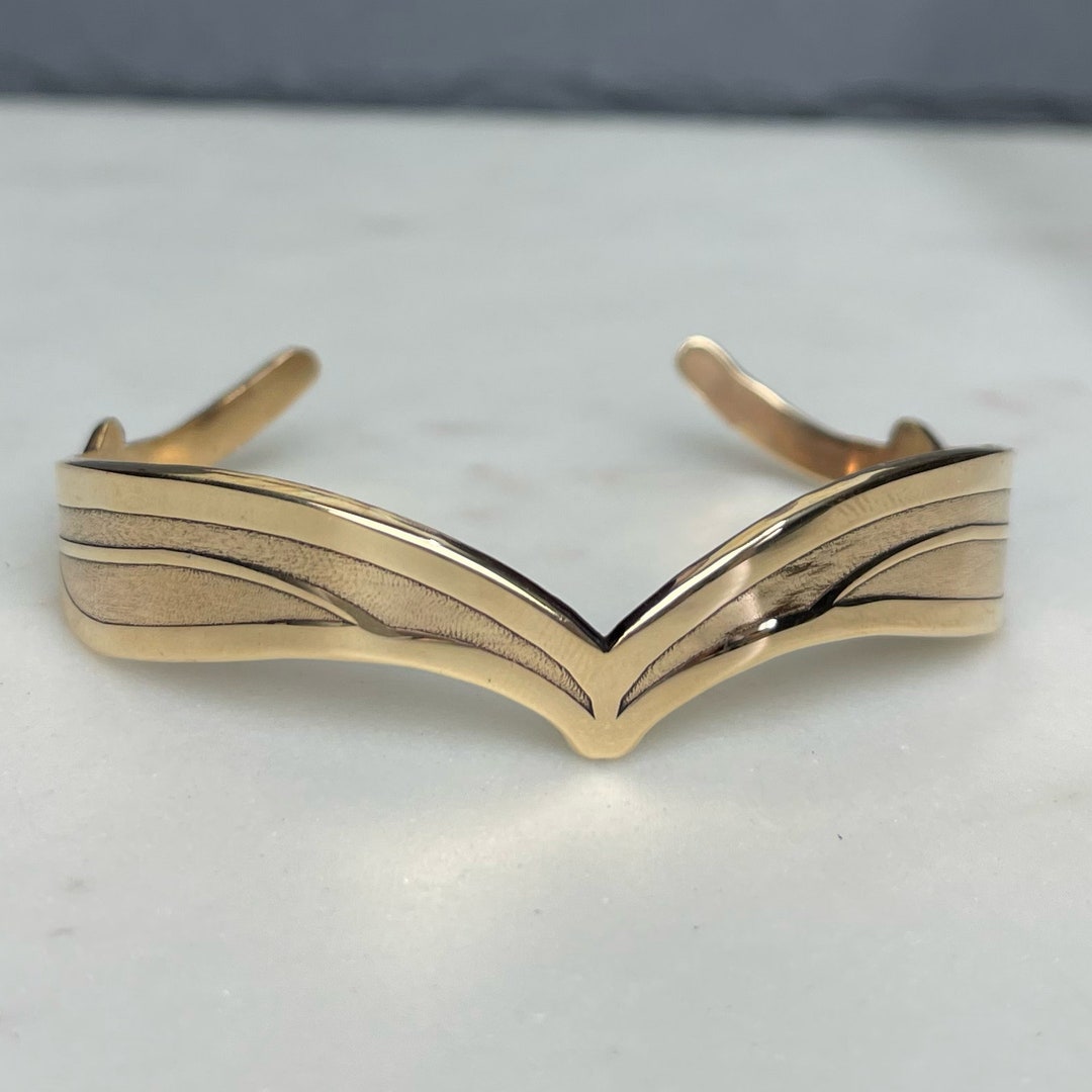 Wing Cuff Bracelet in REAL Bronze, Aluminum, Copper, Brass, Nugold, or ...