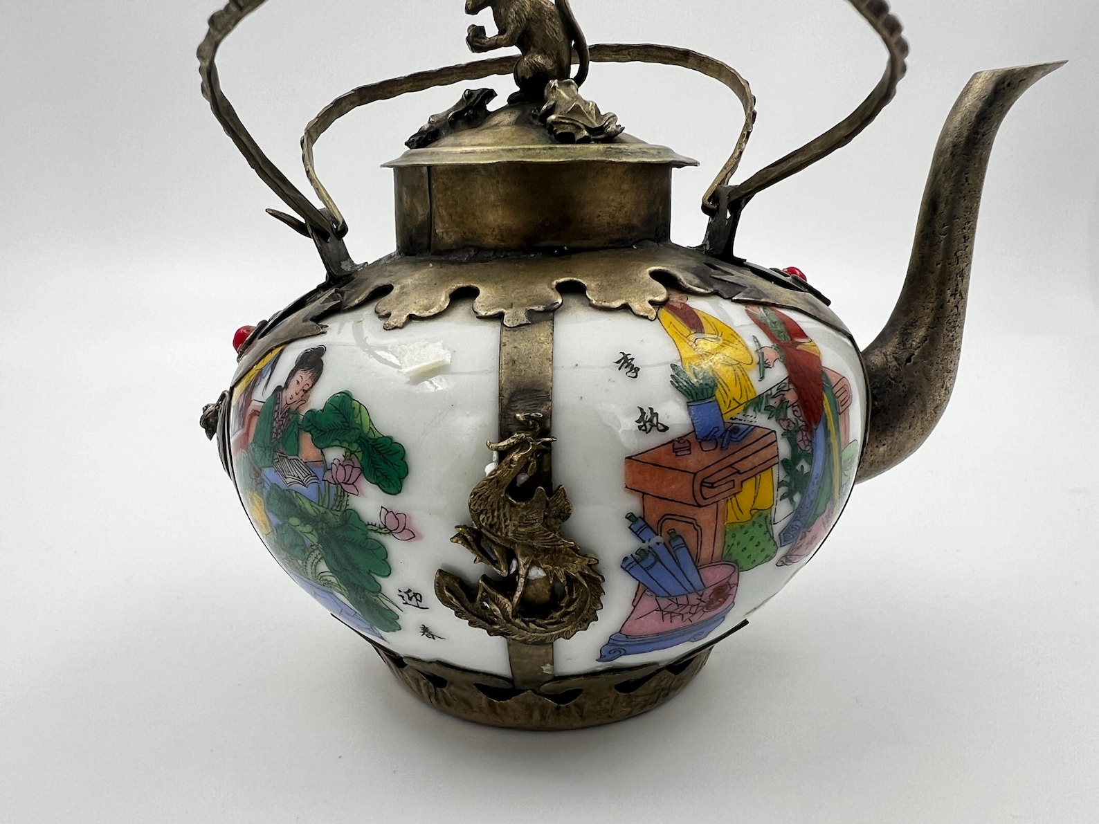 Old Chinese Tibet Silver Porcelain Painted Beauty Pots Teapot 5029 - Etsy