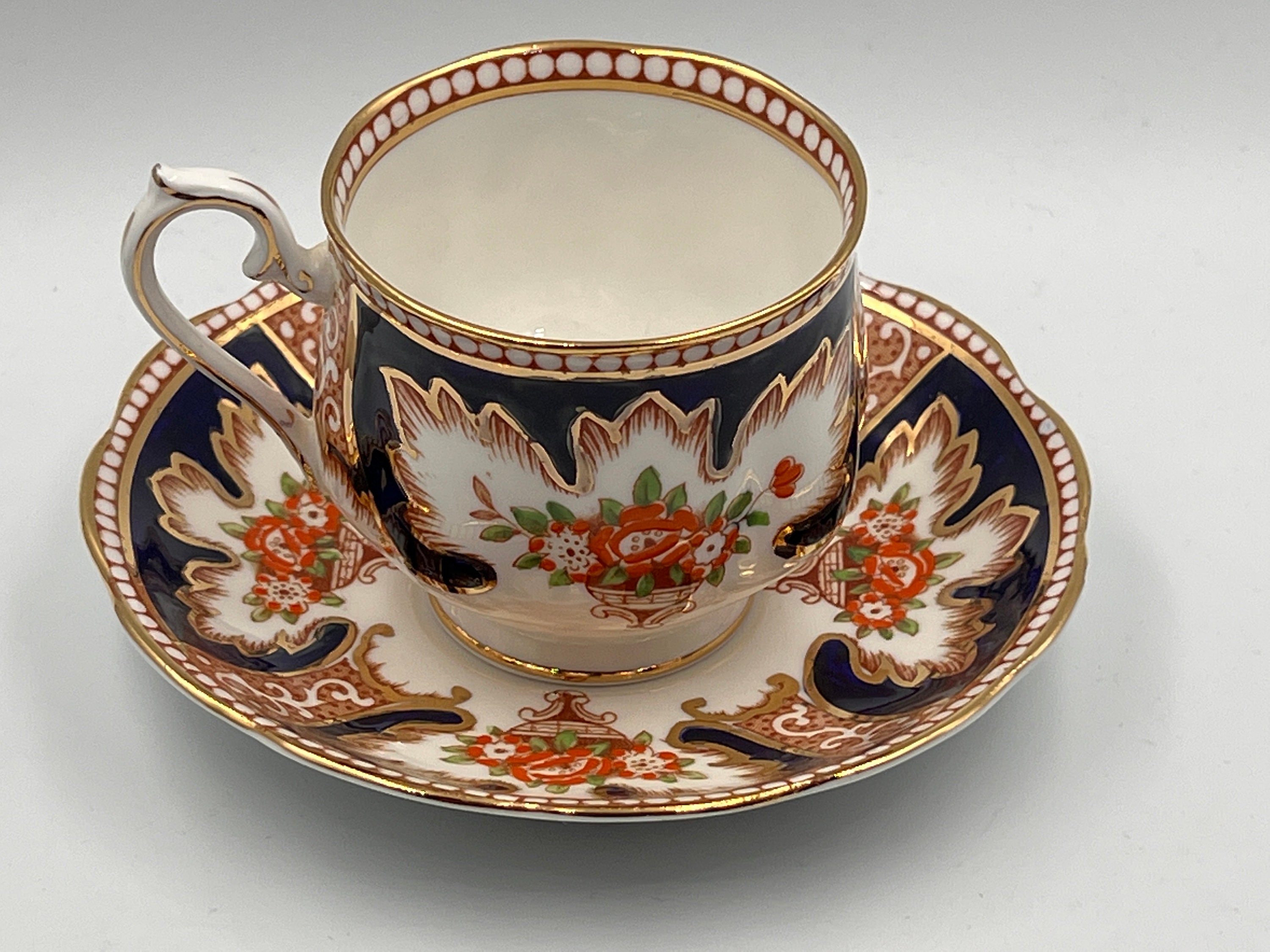 Royal Albert ROYALTY Bone China Blue Border Enameled Florals - Etsy Canada