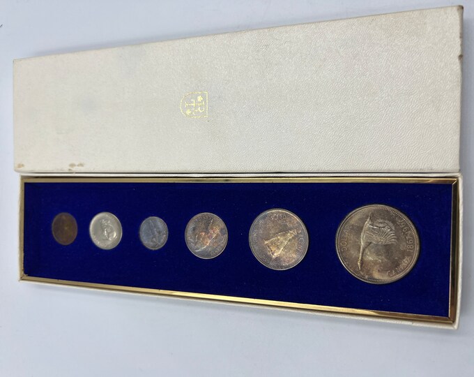 1967 Royal Canadian Mint 6 Coin Set 80% Silver Original Rainbow Toned ...
