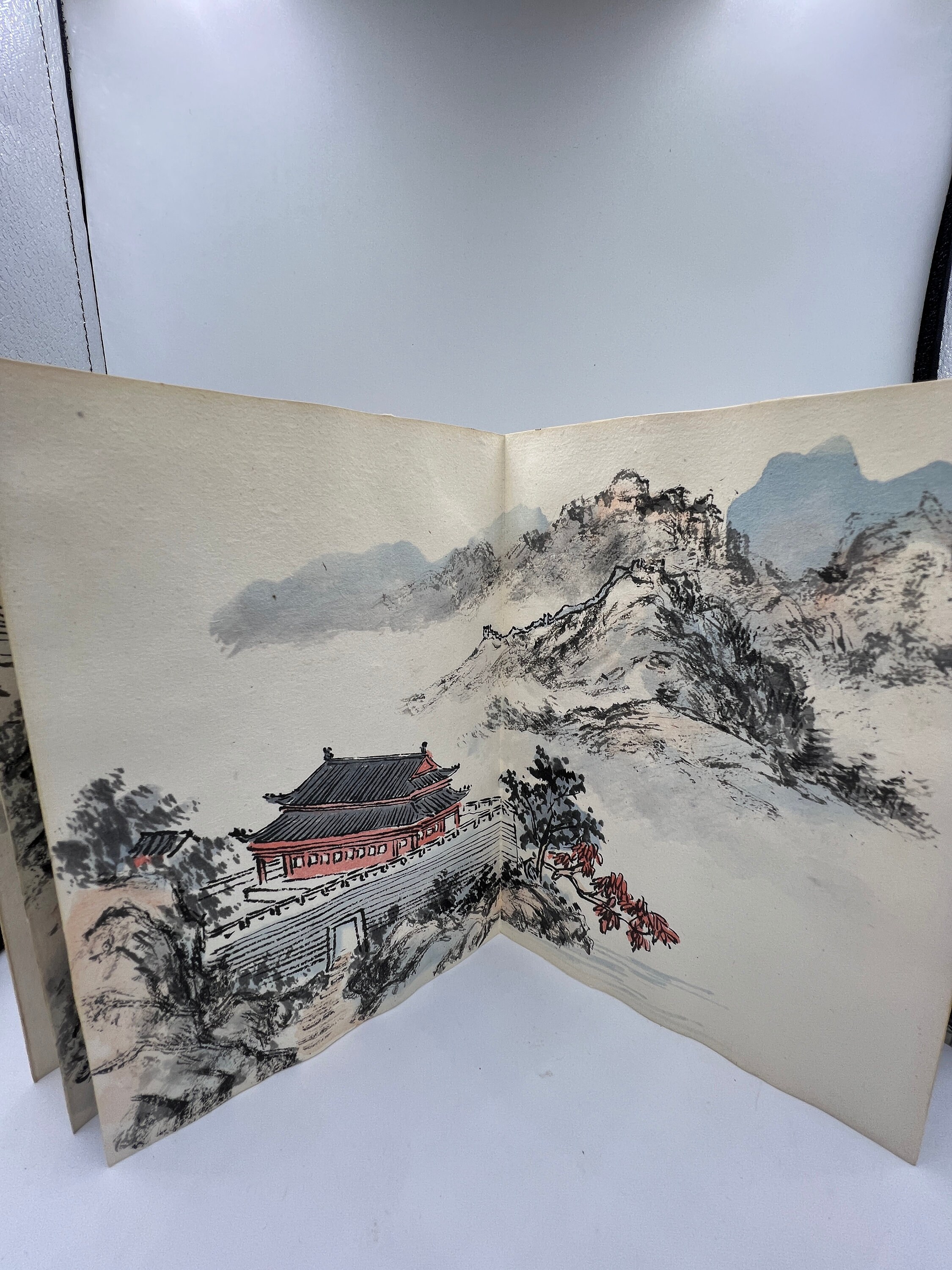 Vintage Chinese Folio Album With Watercolor Landscape - Etsy