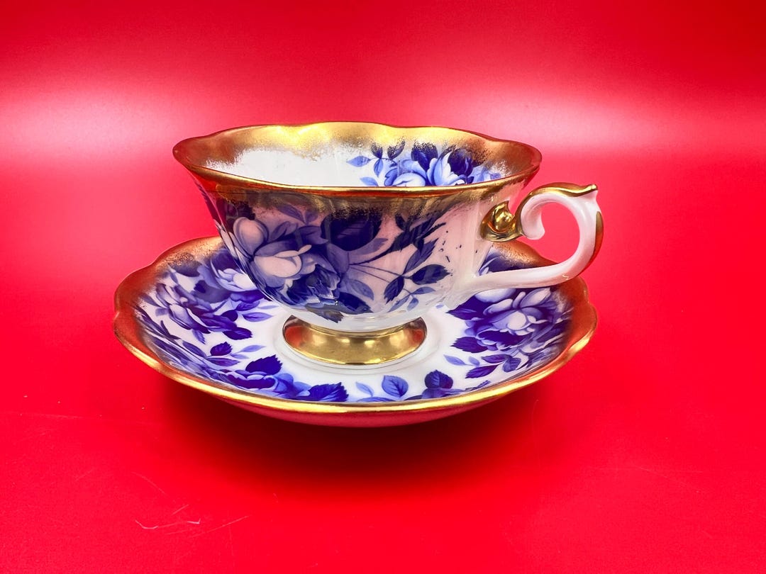Rare Royal Albert Treasure Chest Series Tea Cup Saucer Blue Rose Heavy ...