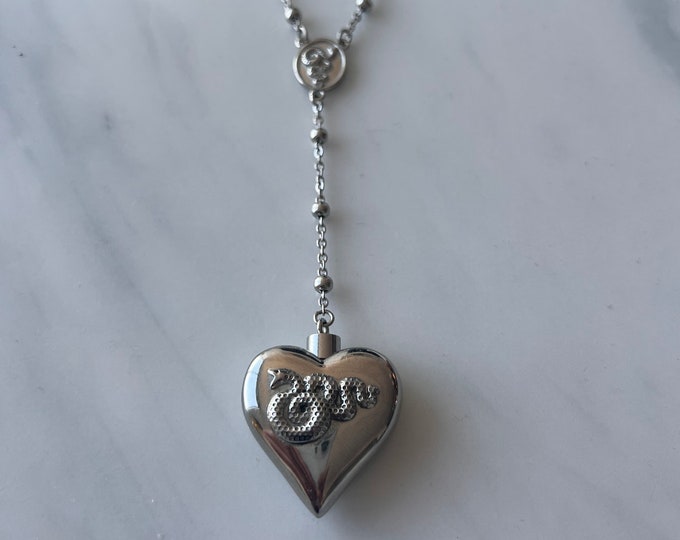 LDR Style Heart Necklace/rosary 3.0 Silver - Etsy