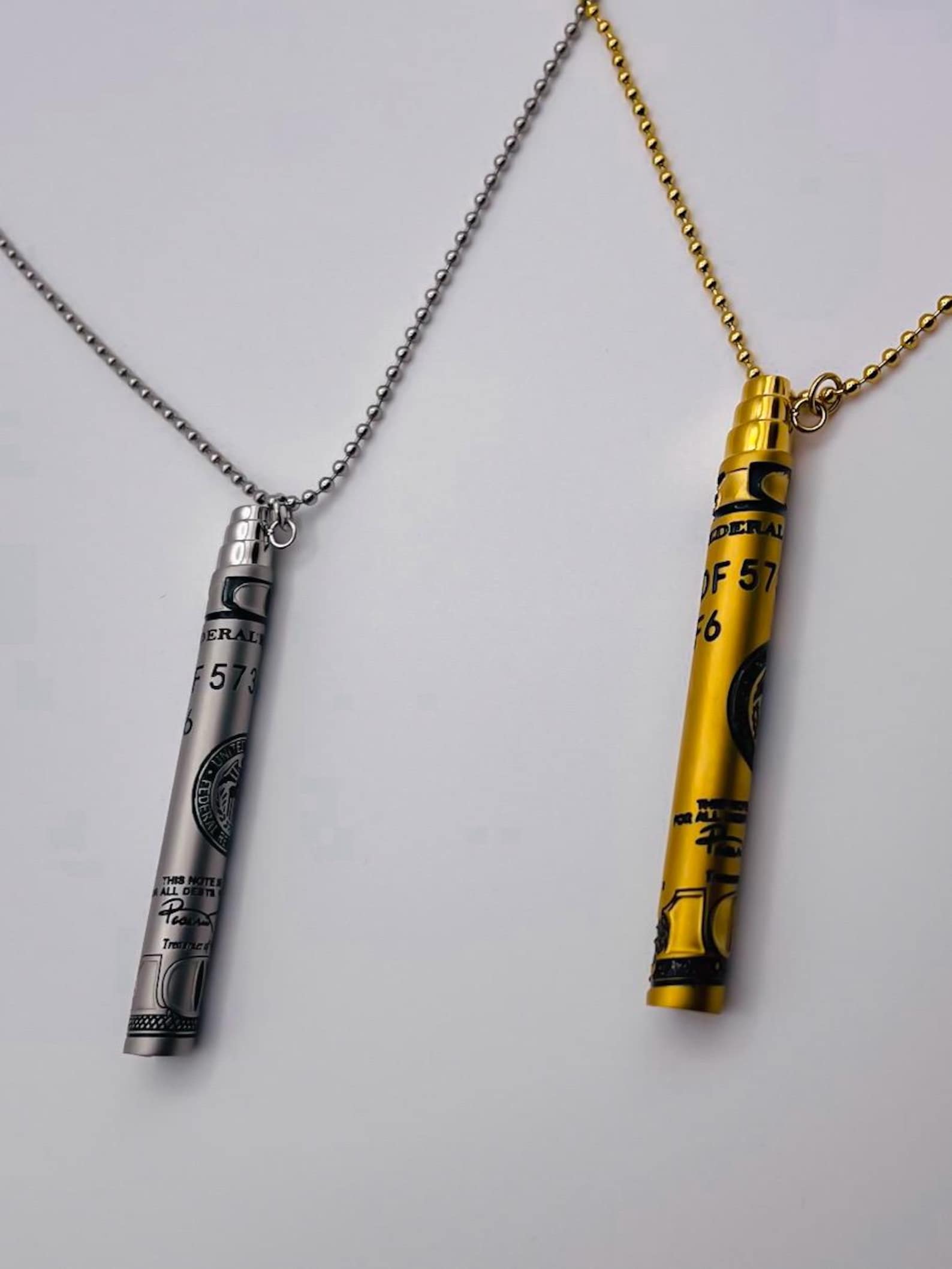Silver - Rolled up 100 Dollar Bill Straw Necklace for Coffee - Etsy