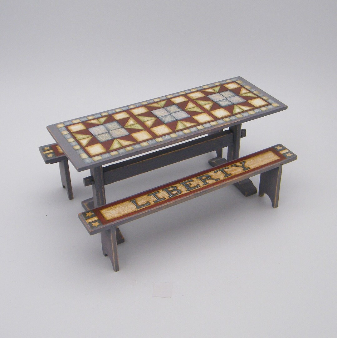 Dollhouse Miniature Table and Benches - Etsy