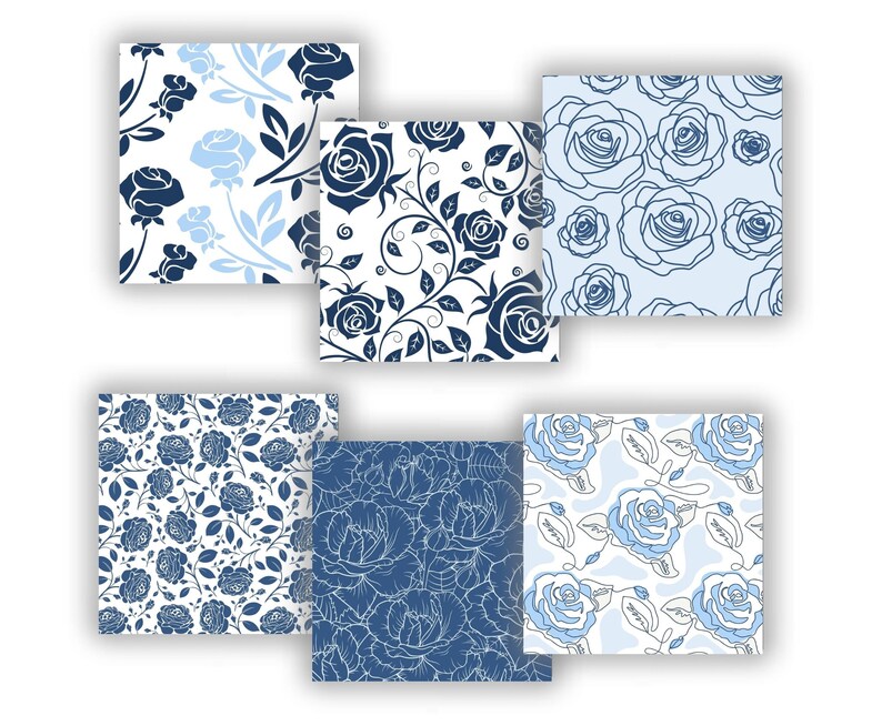 Digital Paper | Blue Roses | A4 Size | Instant Download | JPG Files ...