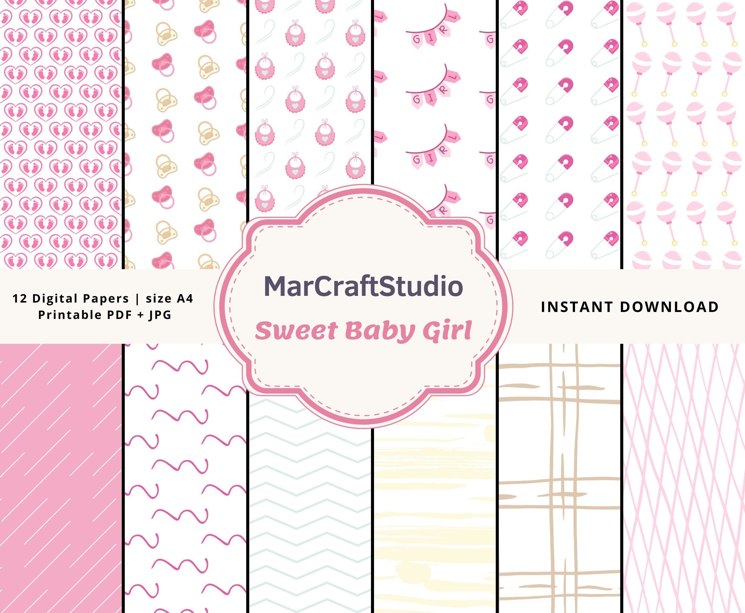 Digital Papers Sweet Baby Girl A4 Size Instant Download - Etsy