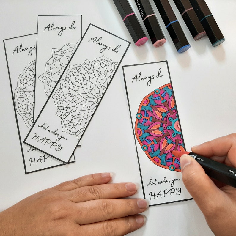 Printable Coloring Bookmarks | Mandala Patterns | JPG File | PDF File ...