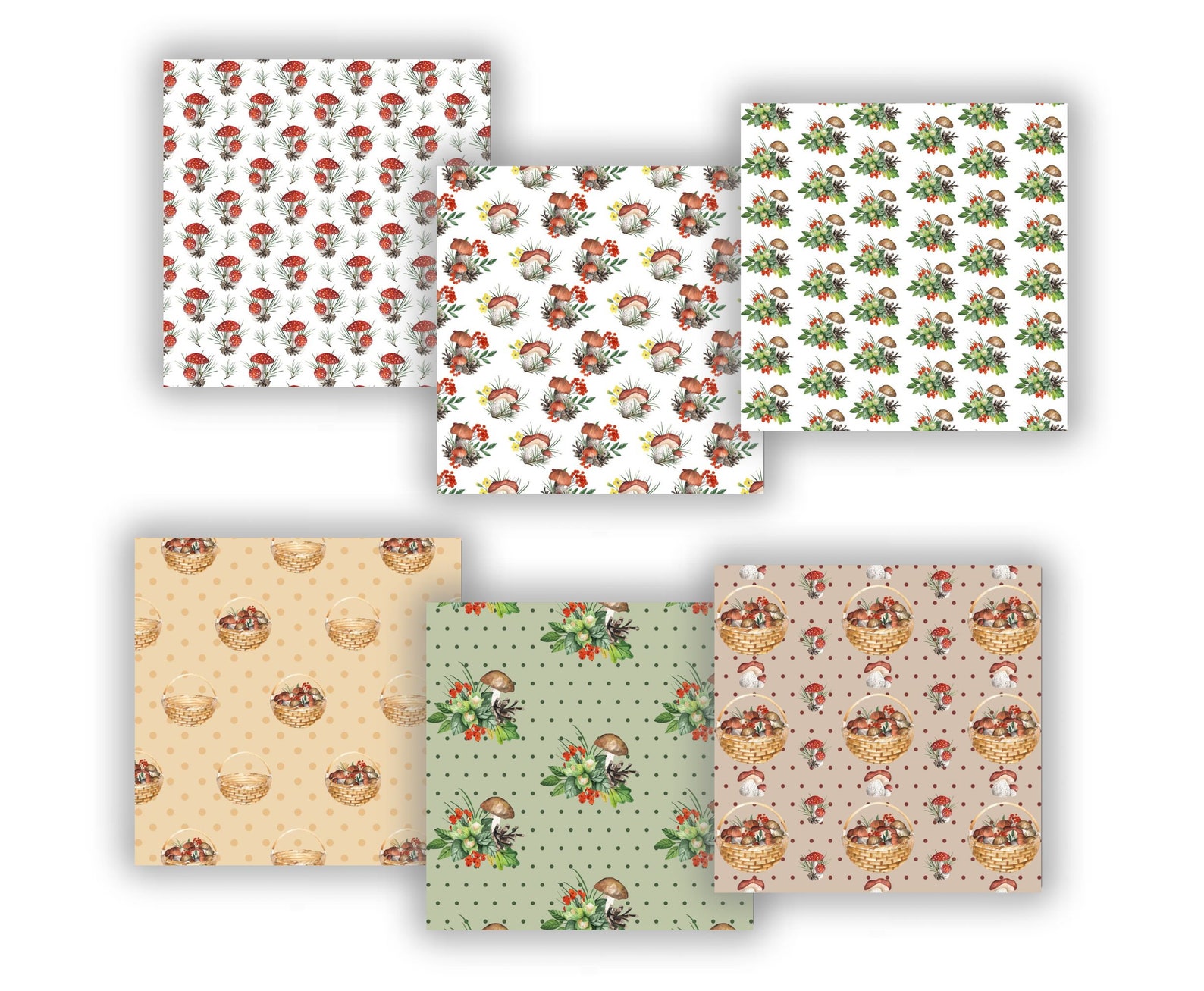 Digital Papers | Forest Mushrooms | A4 Size | Instant Download | 12 JPG ...