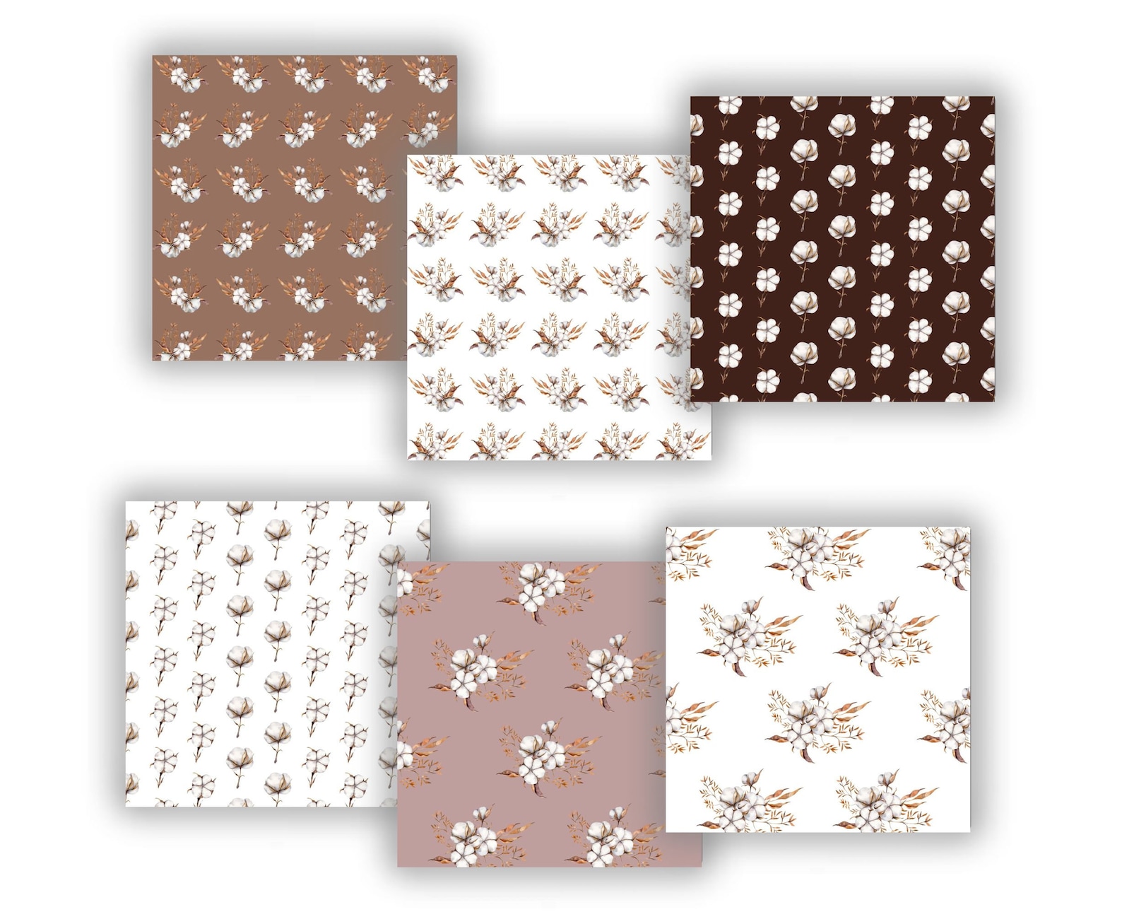 Digital Papers | Cotton Flowers | A4 Size | Instant Download | JPG ...