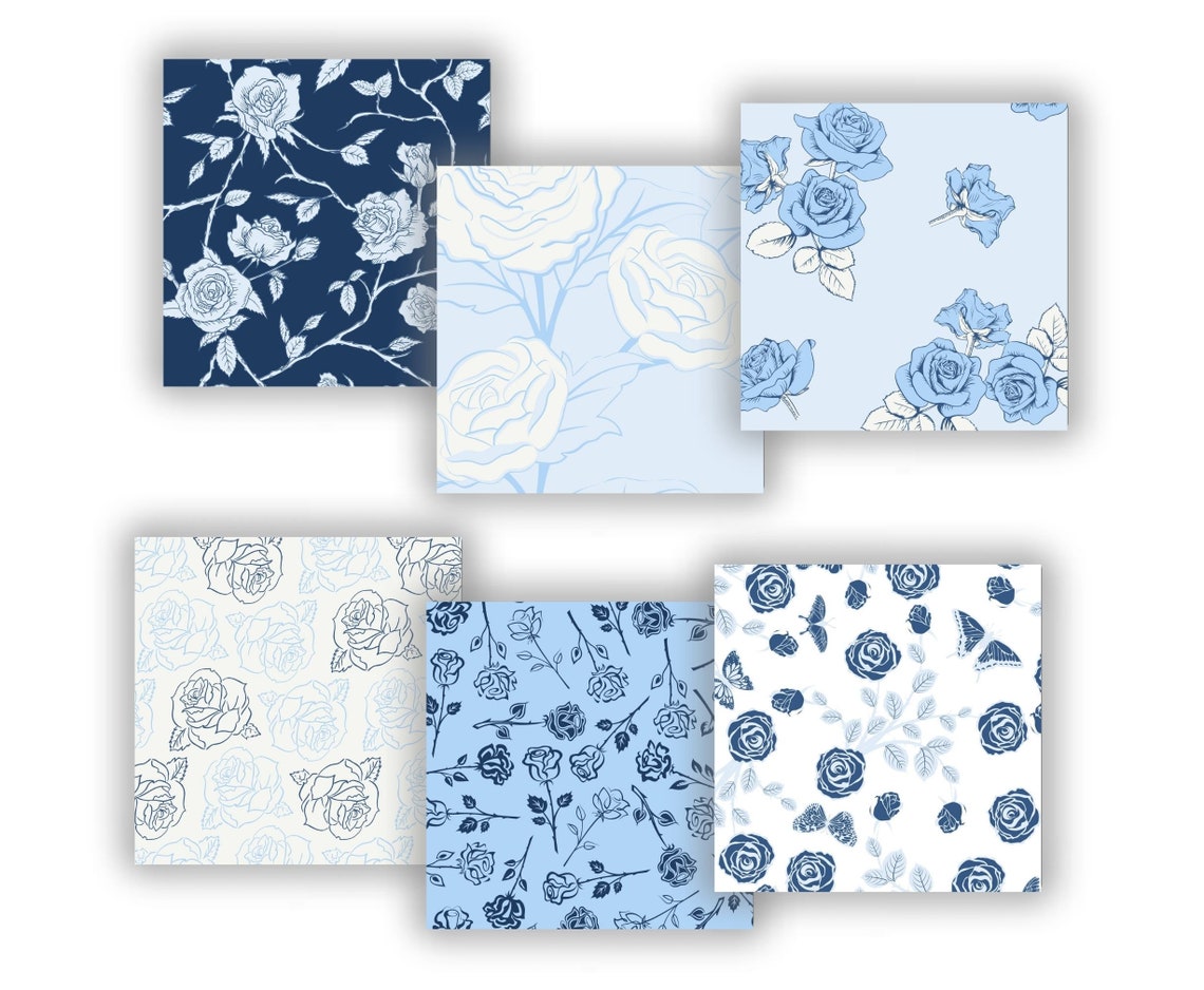 Digital Paper | Blue Roses | A4 Size | Instant Download | JPG Files ...