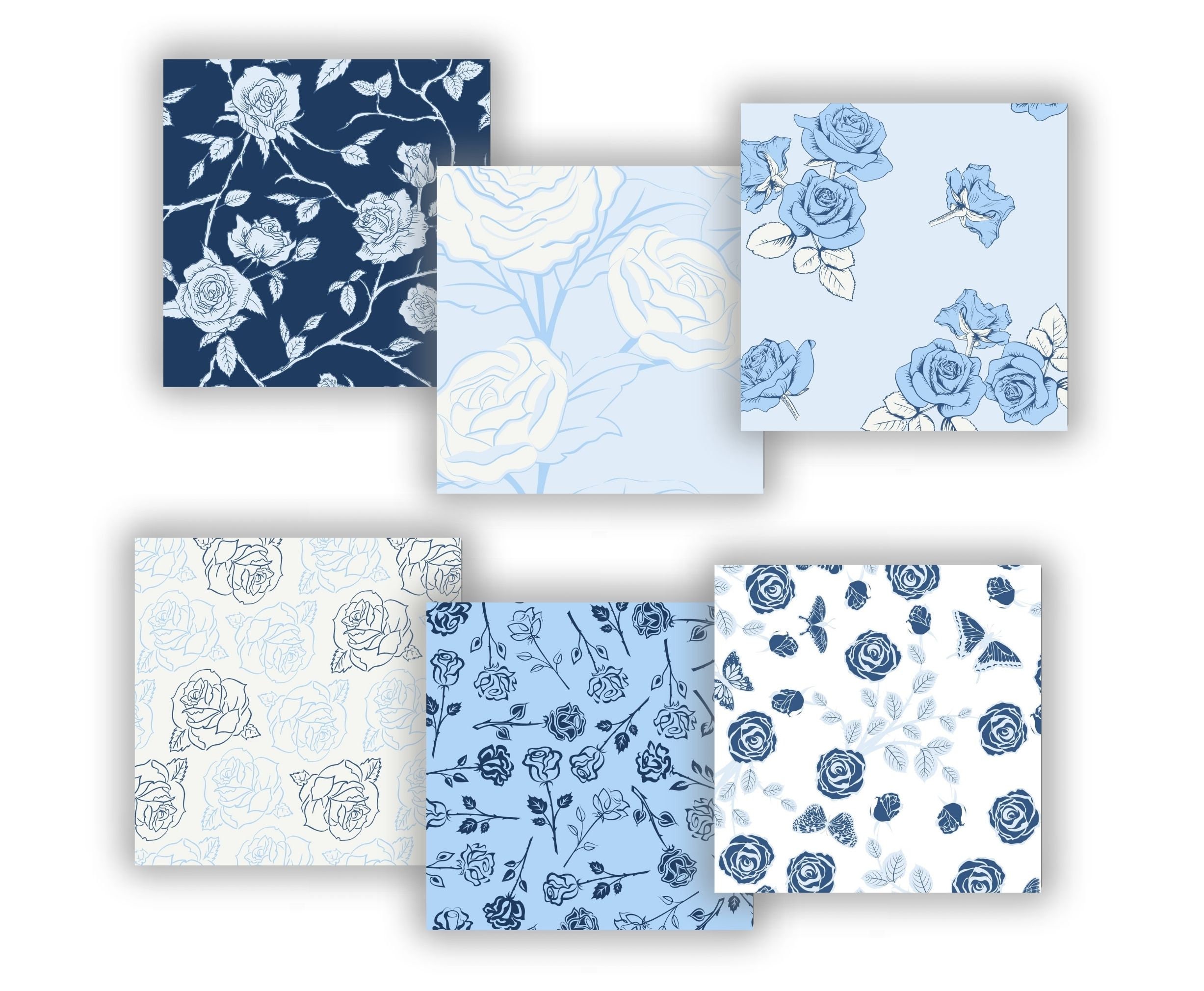 Digital Paper | Blue Roses | A4 Size | Instant Download | JPG Files ...