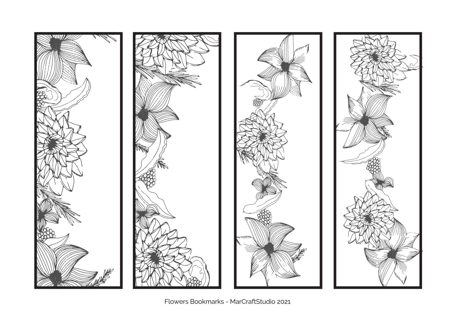 Printable Coloring Bookmarks | Floral Patterns | JPG File | PDF File ...