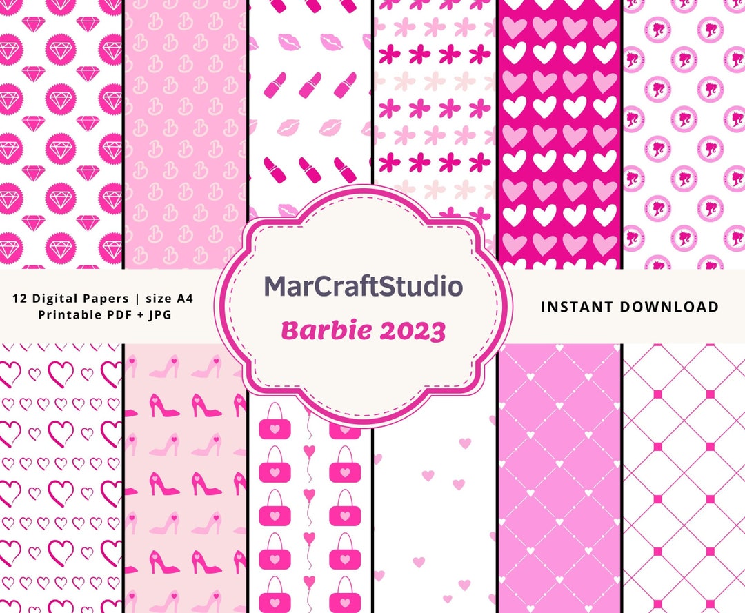 Digital Papers Barbie 2023 A4 Size Instant Download JPG Patterns ...