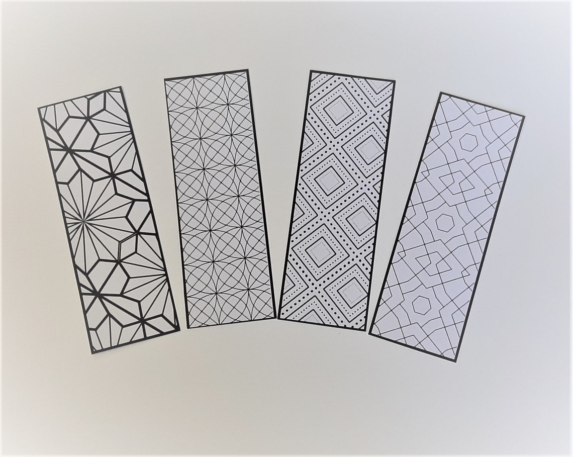 Printable Coloring Bookmarks | Geometric Patterns | JPG File | PDF File ...