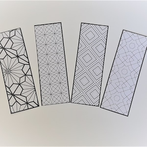 Printable Coloring Bookmarks | Geometric Patterns | JPG File | PDF File ...