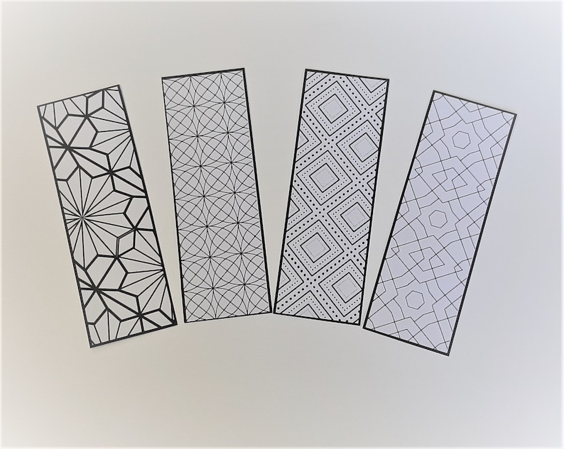 Printable Coloring Bookmarks | Geometric Patterns | JPG File | PDF File ...