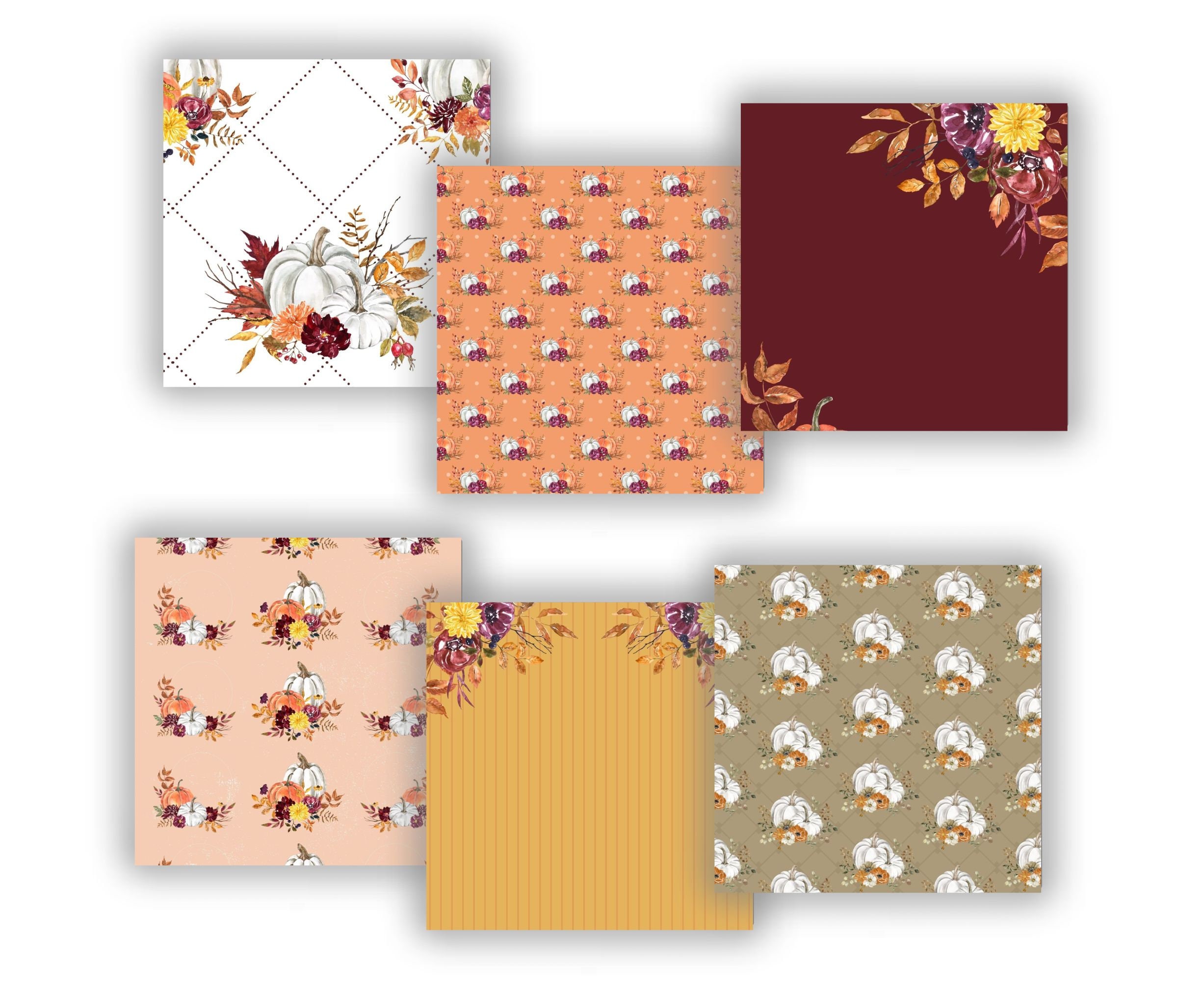 Digital Papers | White Pumpkins | A4 Size | Instant Download | 12 JPG ...