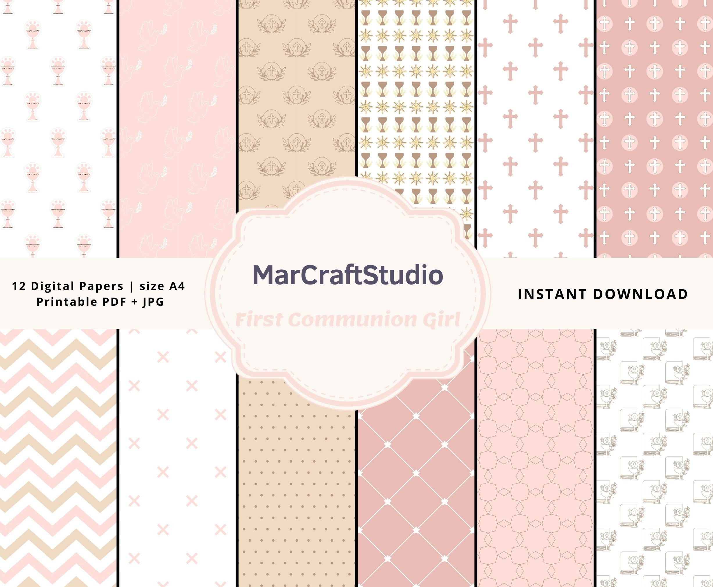 Digital Papers | First Communion Girl | A4 Size | Instant Download ...