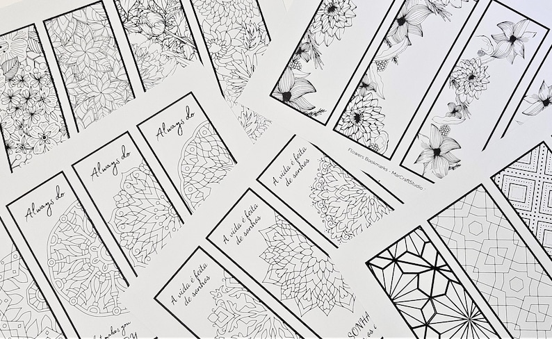 Printable Coloring Bookmarks | Floral Patterns | JPG File | PDF File ...