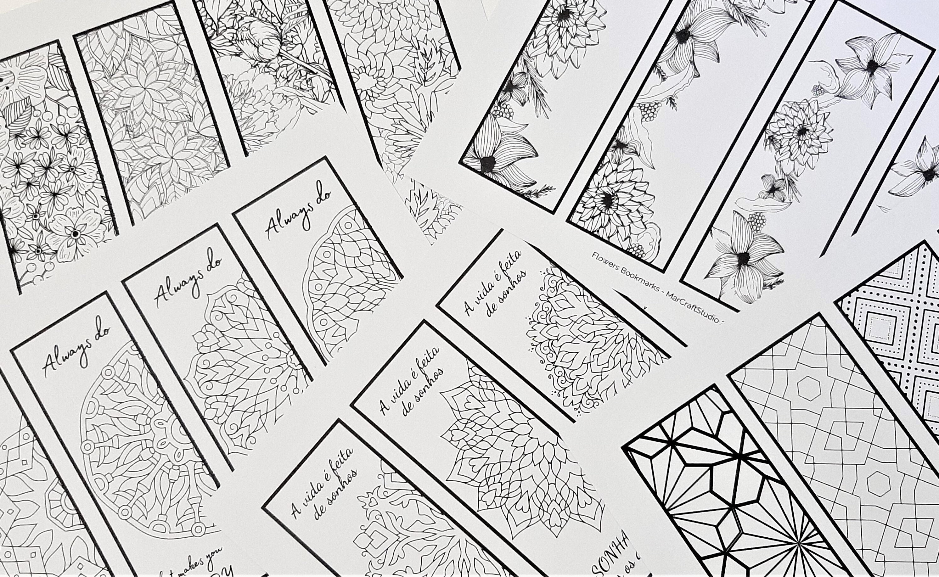Printable Coloring Bookmarks | Geometric Patterns | JPG File | PDF File ...
