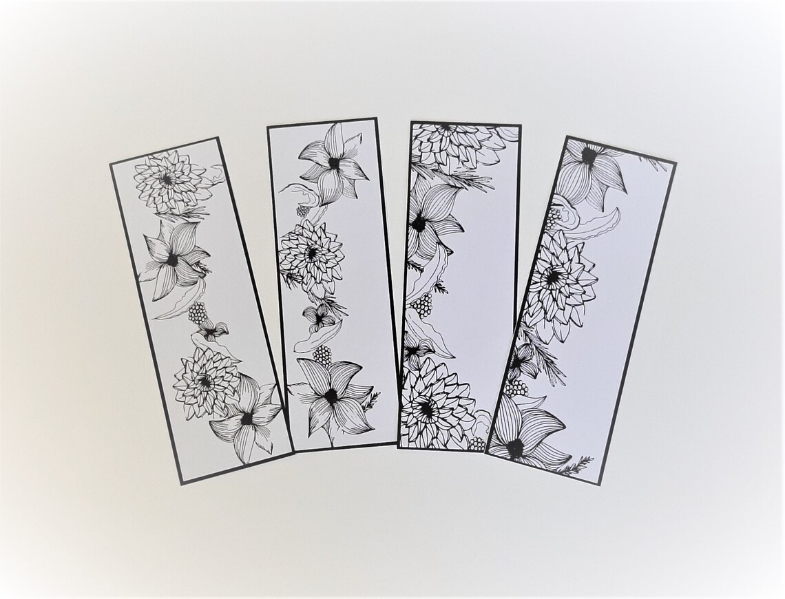 Printable Coloring Bookmarks | Floral Patterns | JPG File | PDF File ...