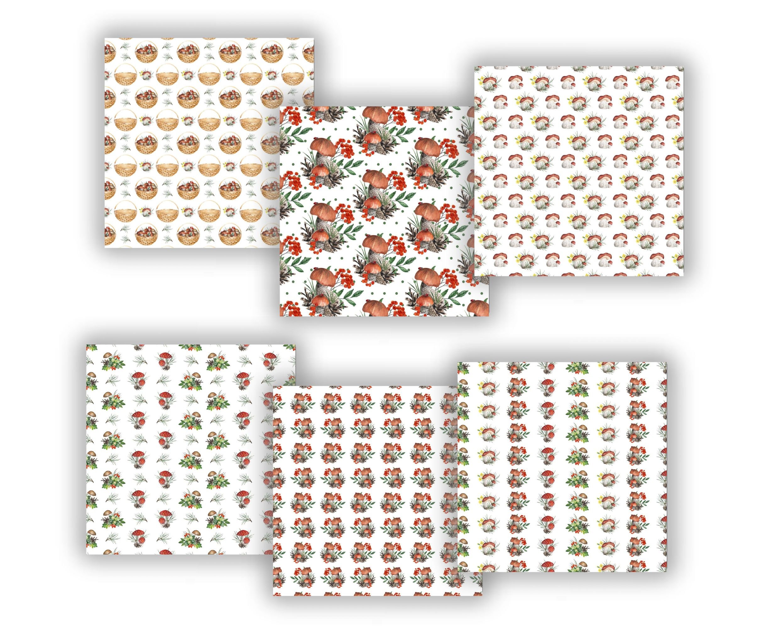 Digital Papers | Forest Mushrooms | A4 Size | Instant Download | 12 JPG ...