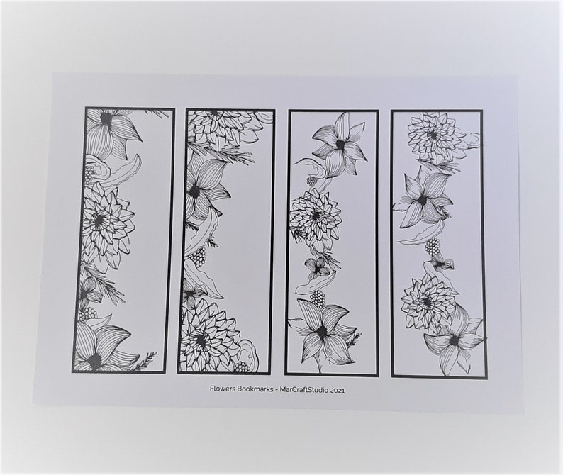 Printable Coloring Bookmarks | Floral Patterns | JPG File | PDF File ...