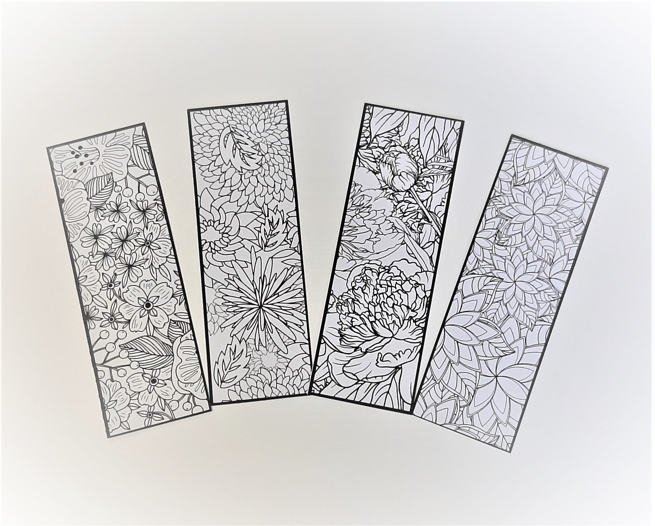 Printable Coloring Bookmarks | Floral Patterns | JPG File | PDF File ...