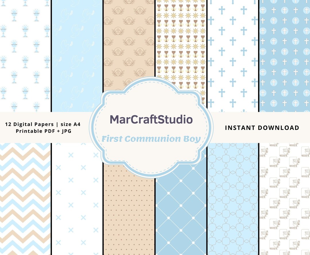 Digital Papers | First Communion Boy | A4 Size | Instant Download | JPG ...