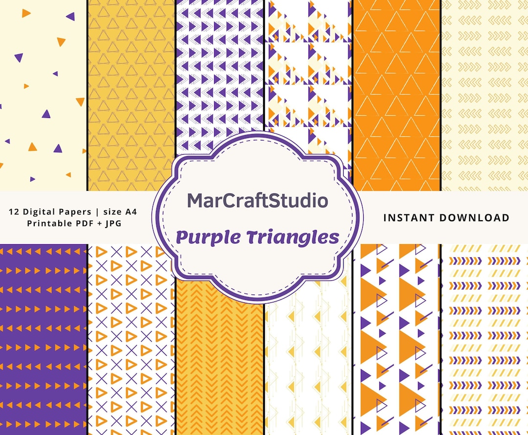 Digital Papers | Purple Triangles | A4 Size | Instant Download | JPG ...