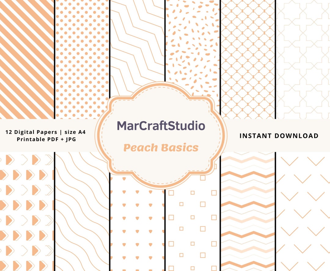 Digital Papers | Peach Basics | A4 Size | Instant Download | 12 JPG ...