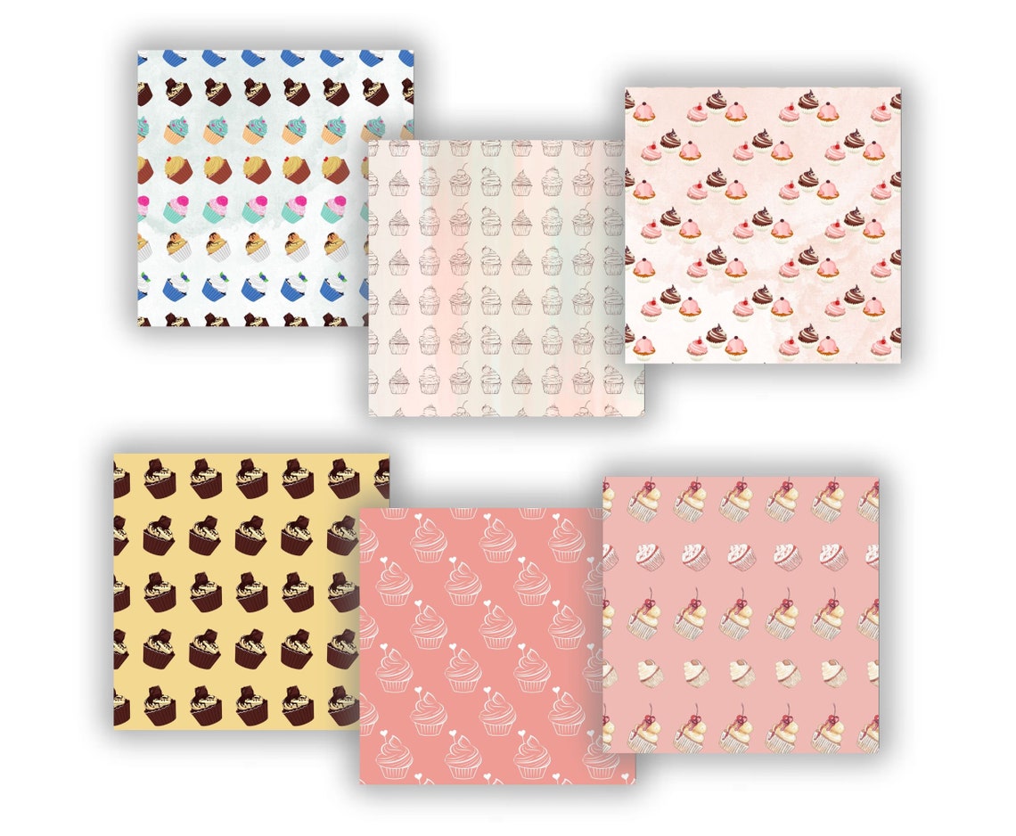 Digital Papers | Sweet Cupcakes | A4 Size | Instant Download | JPG ...